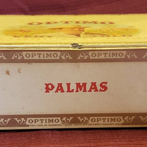 Vintage Optimo Palmas A. Santaella & Co. Makers Cardboard Cigar Box ...