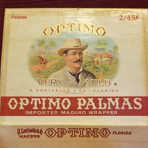 Vintage Optimo Palmas A. Santaella & Co. Makers Cardboard - Etsy