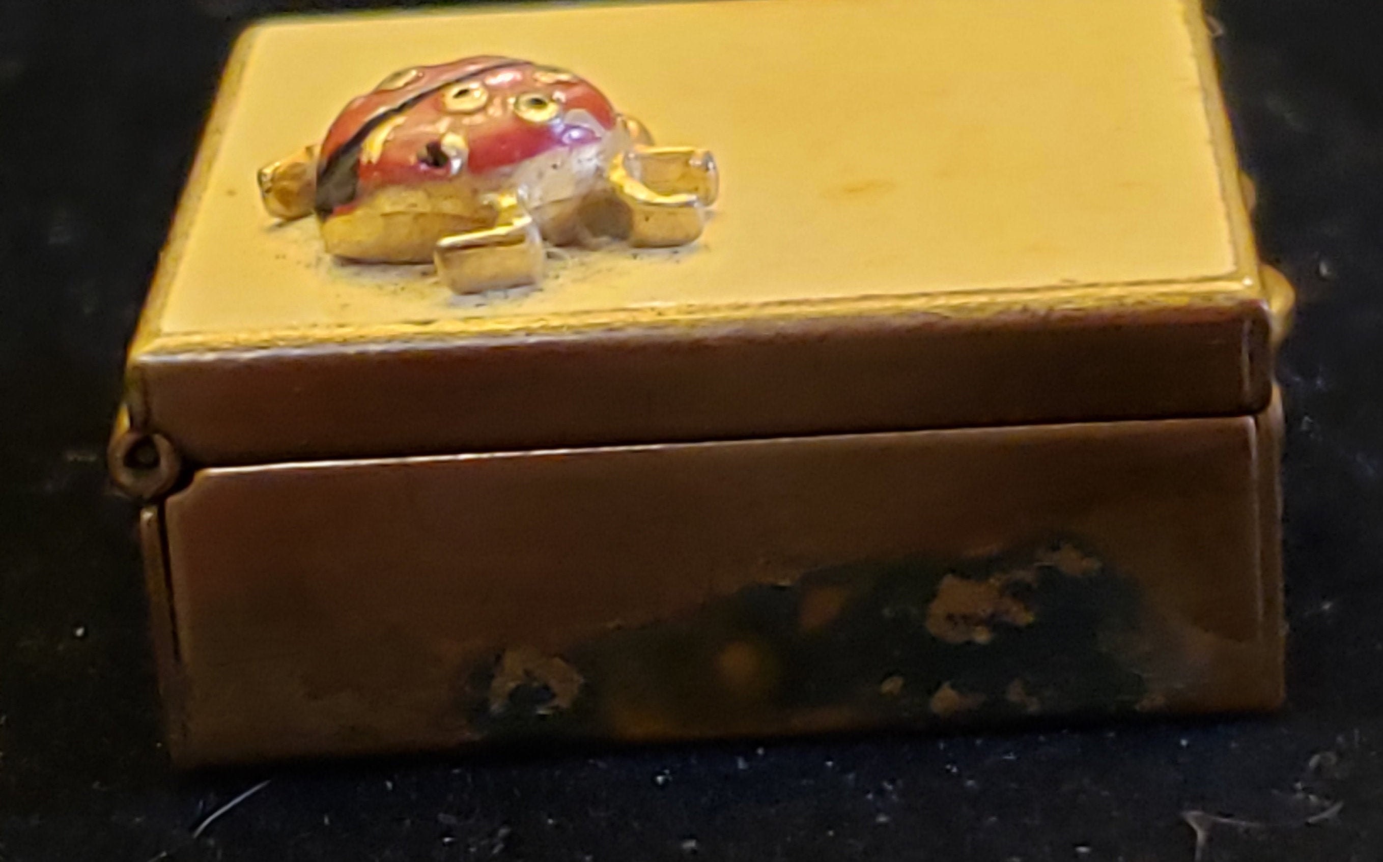 Vintage Ladybug Pearl Color Lid And Gold Color Metal Pill Box | Etsy