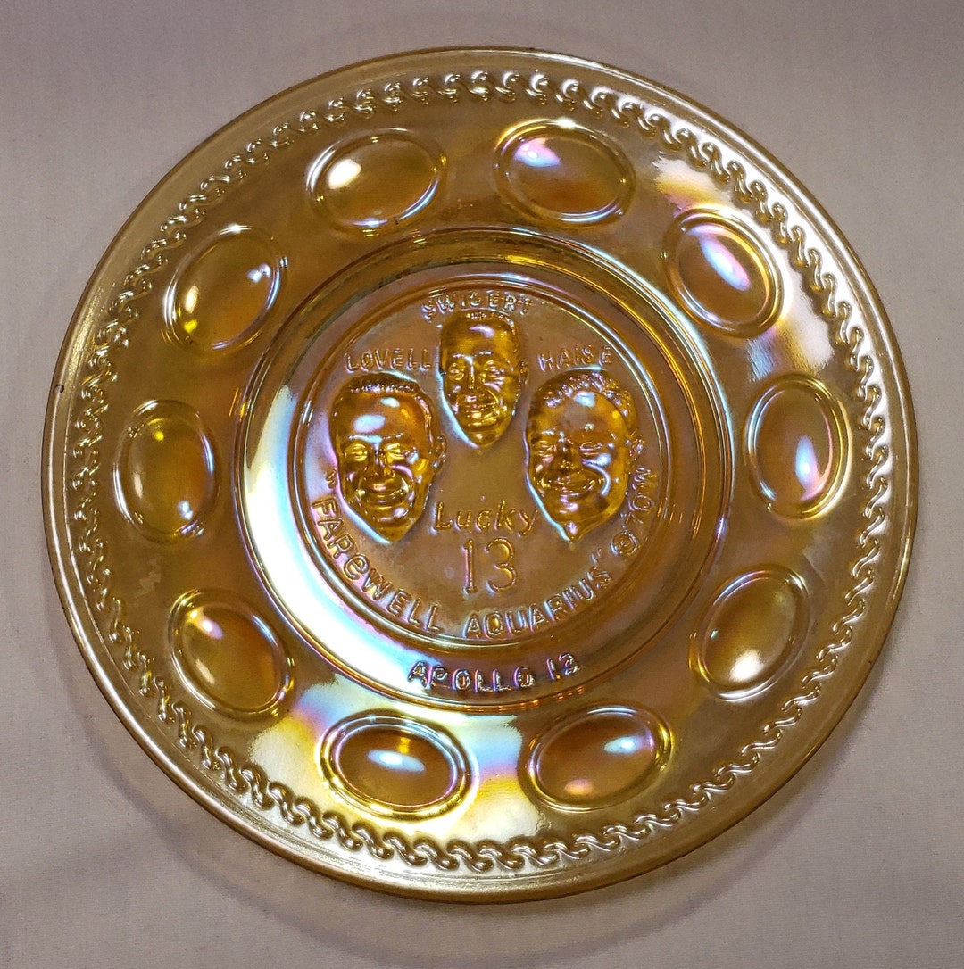 Vintage Farewell Aquarius Apollo 13 Lucky 13 Amber Iridescent Glass ...