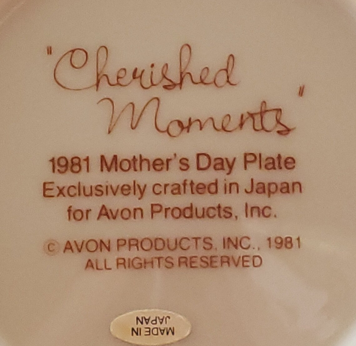 Vintage Avon 1981 Miniature Plate Cherished Moments Last - Etsy
