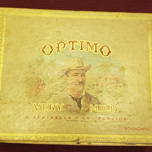 Vintage Optimo Palmas A. Santaella & Co. Makers Cardboard Cigar Box ...