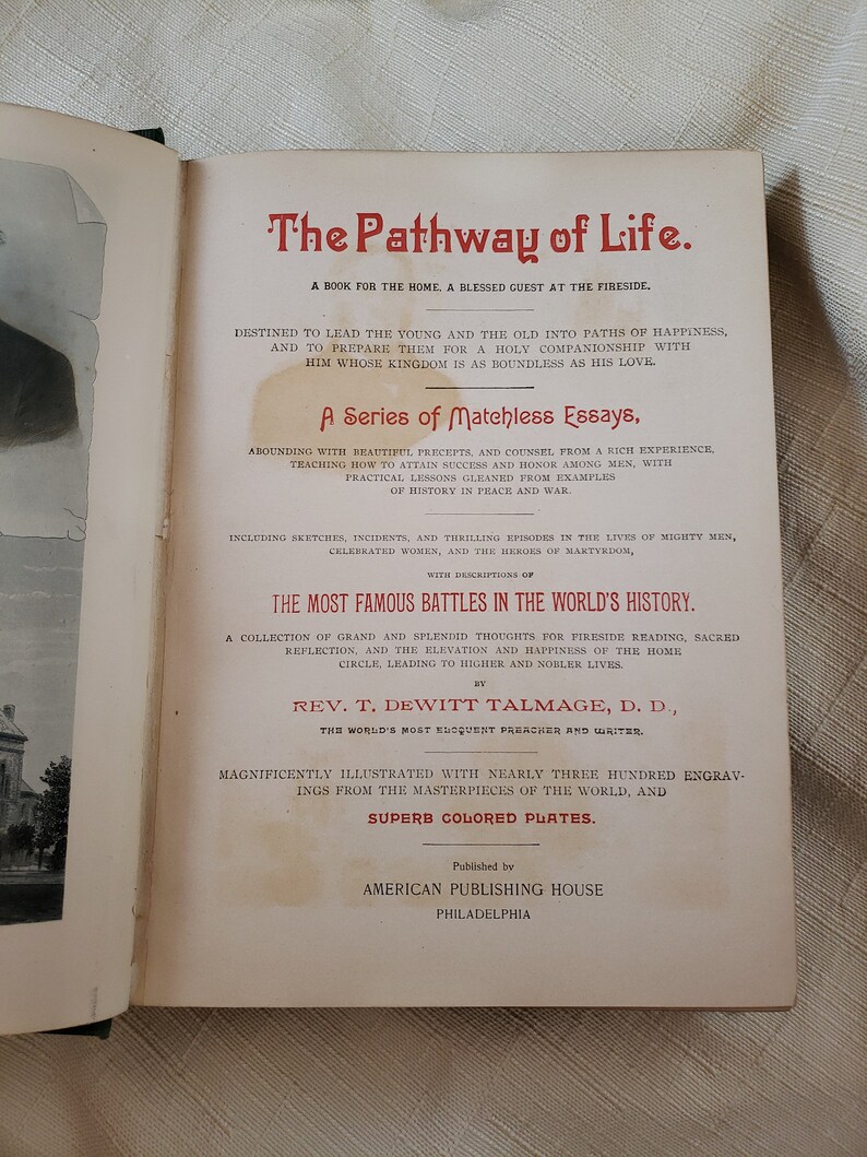 Antique 1896 the Pathway of Life Hardback Book by Reverend T - Etsy