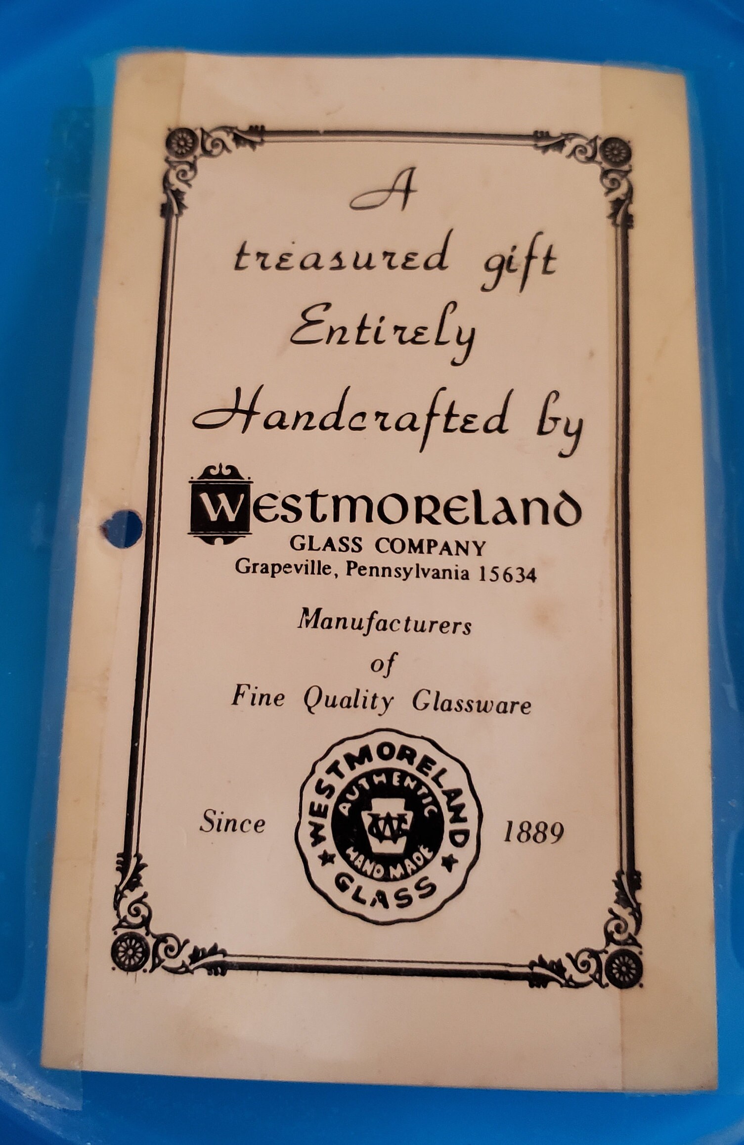 Vintage Artist Signed Lattice Blue Glass Hand Painted | Etsy