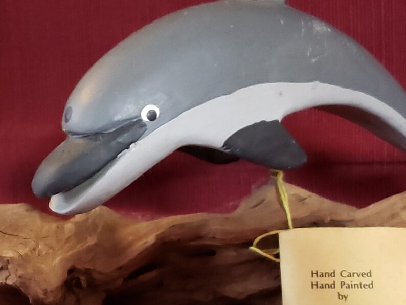 Vintage Hand Carved Hand Painted Dolphin Figurine Mounted on - Etsy