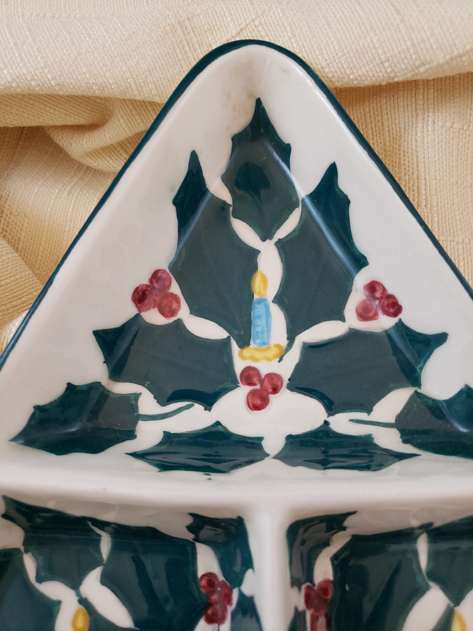 Vintage Unsigned Ceramic Christmas Tree Shaped Divided Tray - Etsy