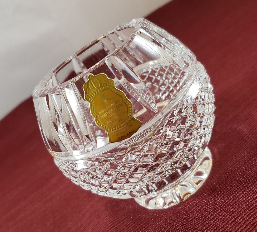Vintage Imperlux Hand Cut Lead Crystal Container/bowl/flower Vase ...