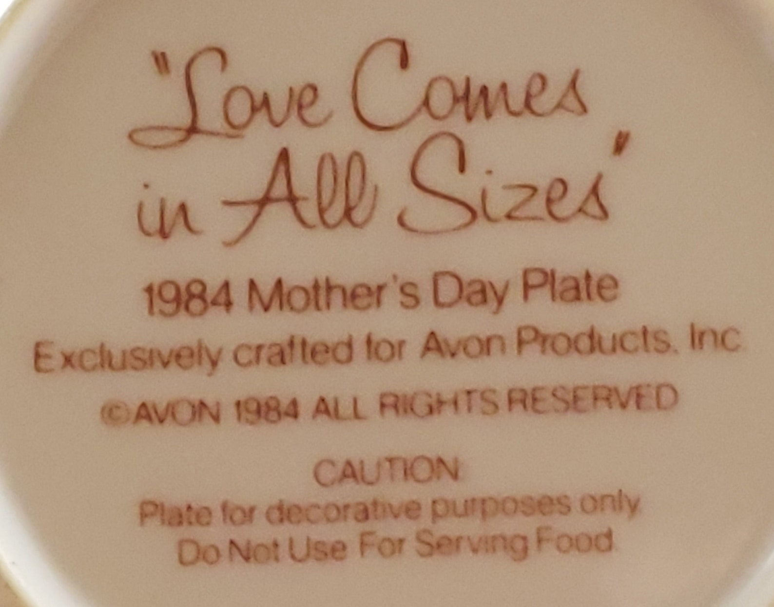 Vintage Avon 1984 Miniature Plate Love Comes in All Sizes - Etsy