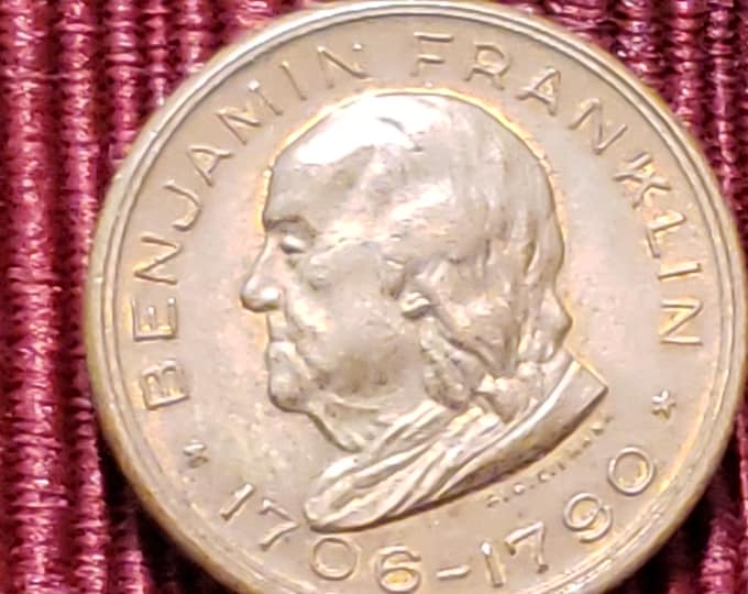Vintage Benjamin Franklin Memorial Souvenir Copper Colored Coin/token ...