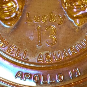 Vintage Farewell Aquarius Apollo 13 Lucky 13 Amber Iridescent Glass ...