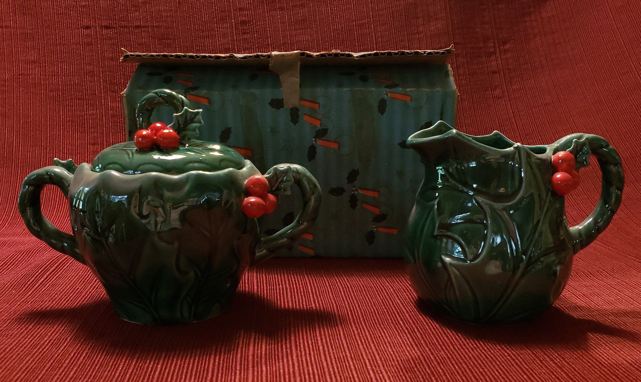 Vintage Hand Painted Lefton China Holly Berry Sugar Bowl and | Etsy