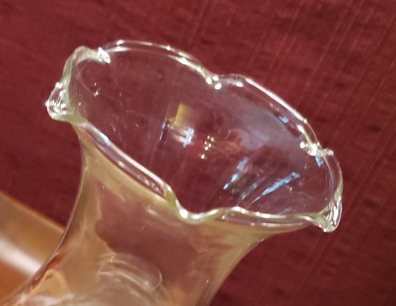 Vintage Unsigned Clear Glass Vase With Etched Floral and Wheat | Etsy