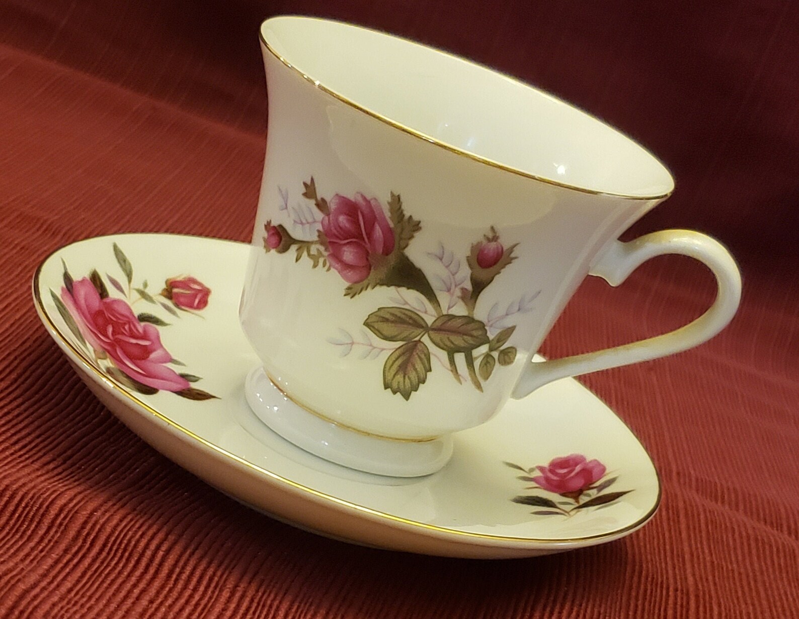 Vintage Red Rose Tea Cup Made in China With Gold Accents - Etsy