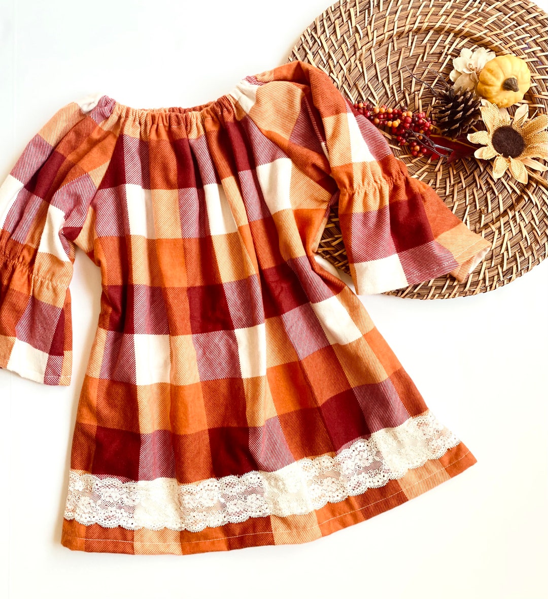 Fall Plaid Flannel Dress, Autumn Baby Dress, Flannel Fall Dress, Plaid ...