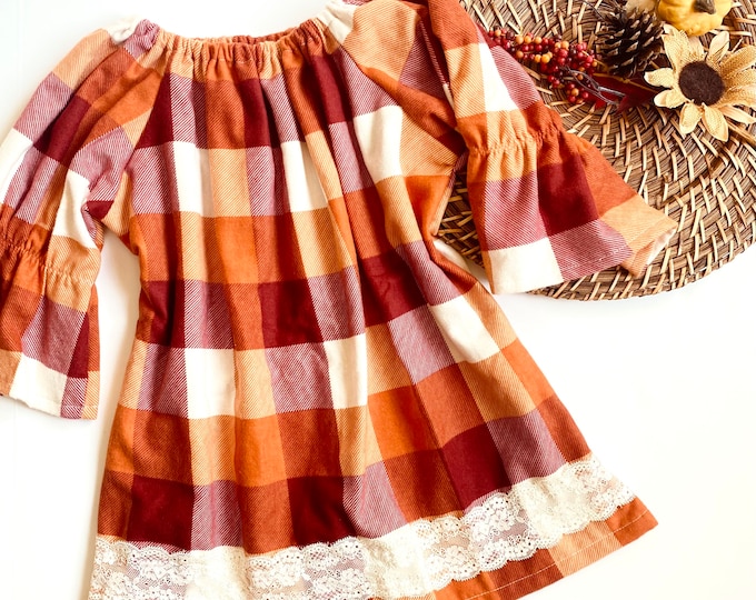 Fall Plaid Flannel Dress, Autumn Baby Dress, Flannel Fall Dress, Plaid ...
