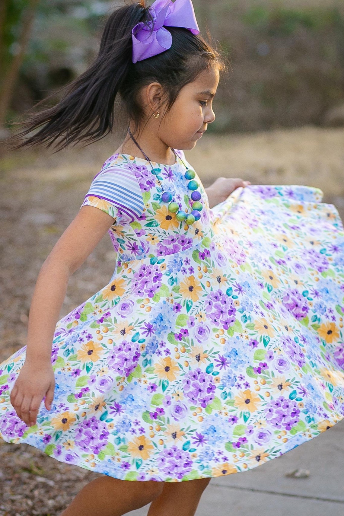 Spring Floral Twirl Dress for Girls, Coordinating Spring Dresses ...