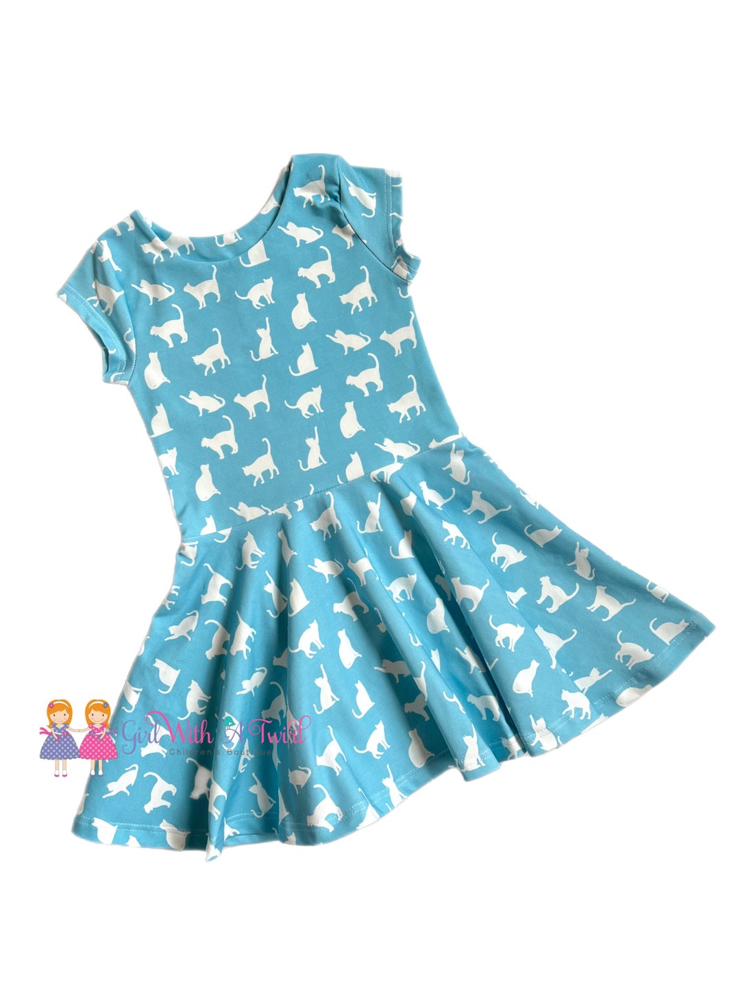 Toddle Girl Cat Dress, Cat Lover Dress, Kid’s Kitty Cat Dress, Girls ...