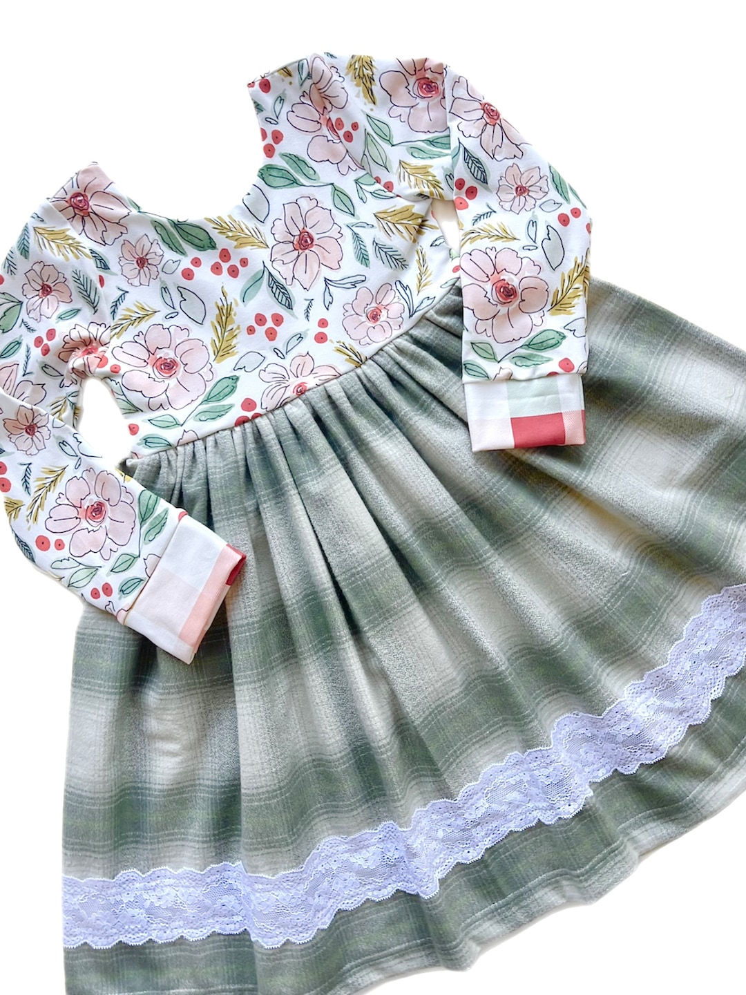 Girls Fall Winter Plaid Flannel Twirl Dress, Fall Special Occasion ...