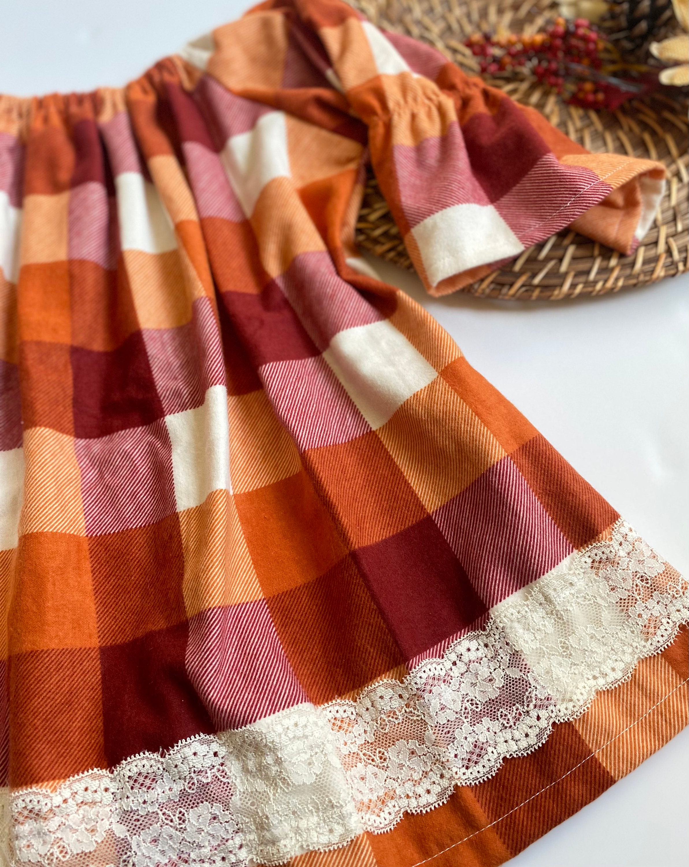 Fall Plaid Flannel Dress, Autumn Baby Dress, Flannel Fall Dress, Plaid ...