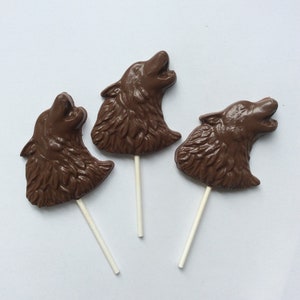 12 Chocolate Wolf Pops Wolf Favors Chocolate Wolf Lollipop - Etsy