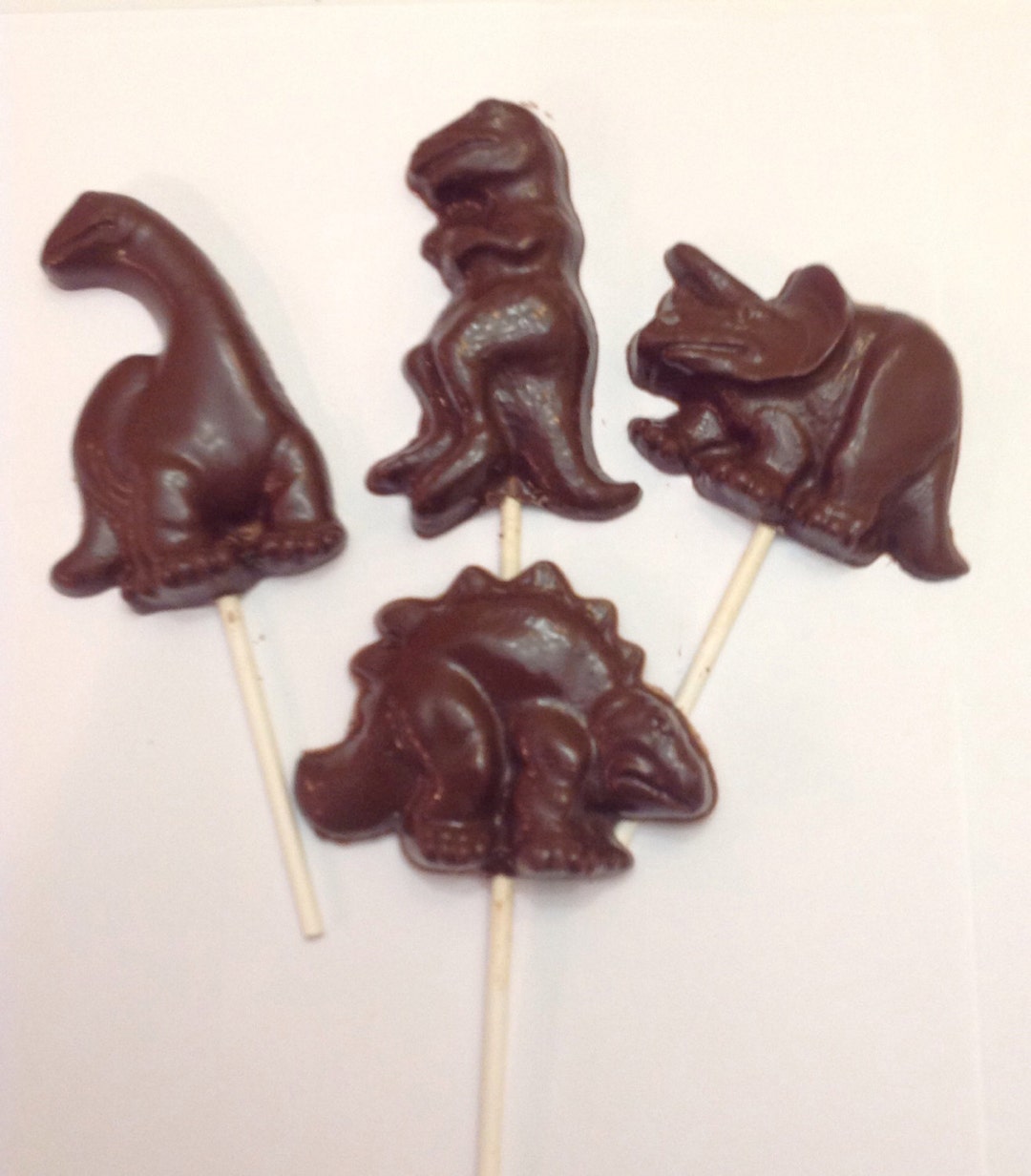 10 Dinosaur Chocolate Pops Dinosaur Favors Chocolate Dinosaur Lollipop ...