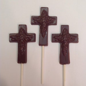 10 Chocolate Cross Pops Cross Favors Christening Favors Baptism Favors ...