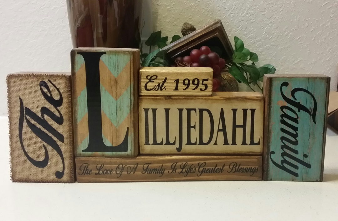 Personalized Family Name Wooden Block Set, Custom Christmas Gift - Etsy
