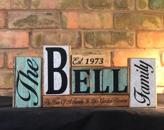 Family is Everything 7 Pc Rustic Block Set Personalized Blocks Wood ...