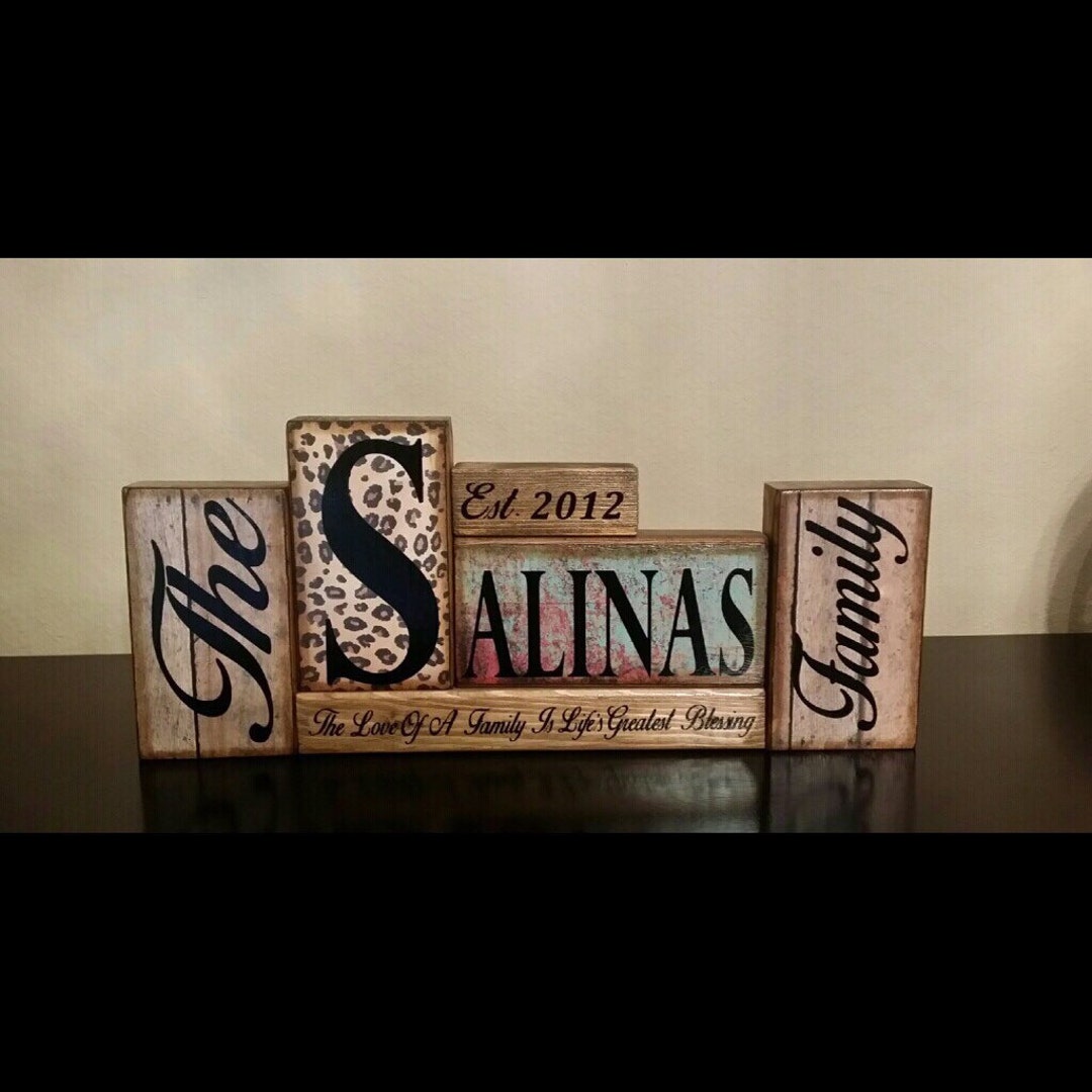 Personalized Family Name Wood Blocks: Custom Mantel Decor - Etsy