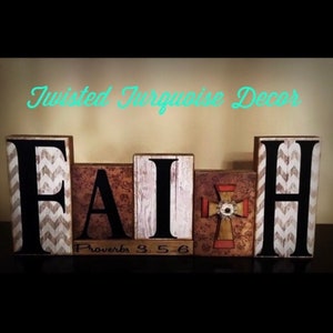 Custom "faith" Wood Block Set: Rustic Mantel Decor - Etsy