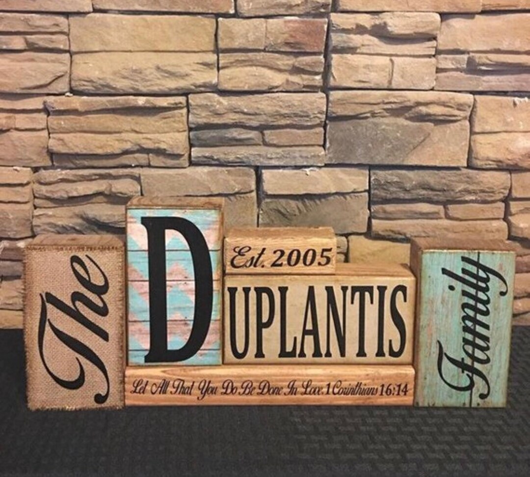 Christmas Present, Last Name Wood Block Sign, Family Motto Quote, Xmas ...