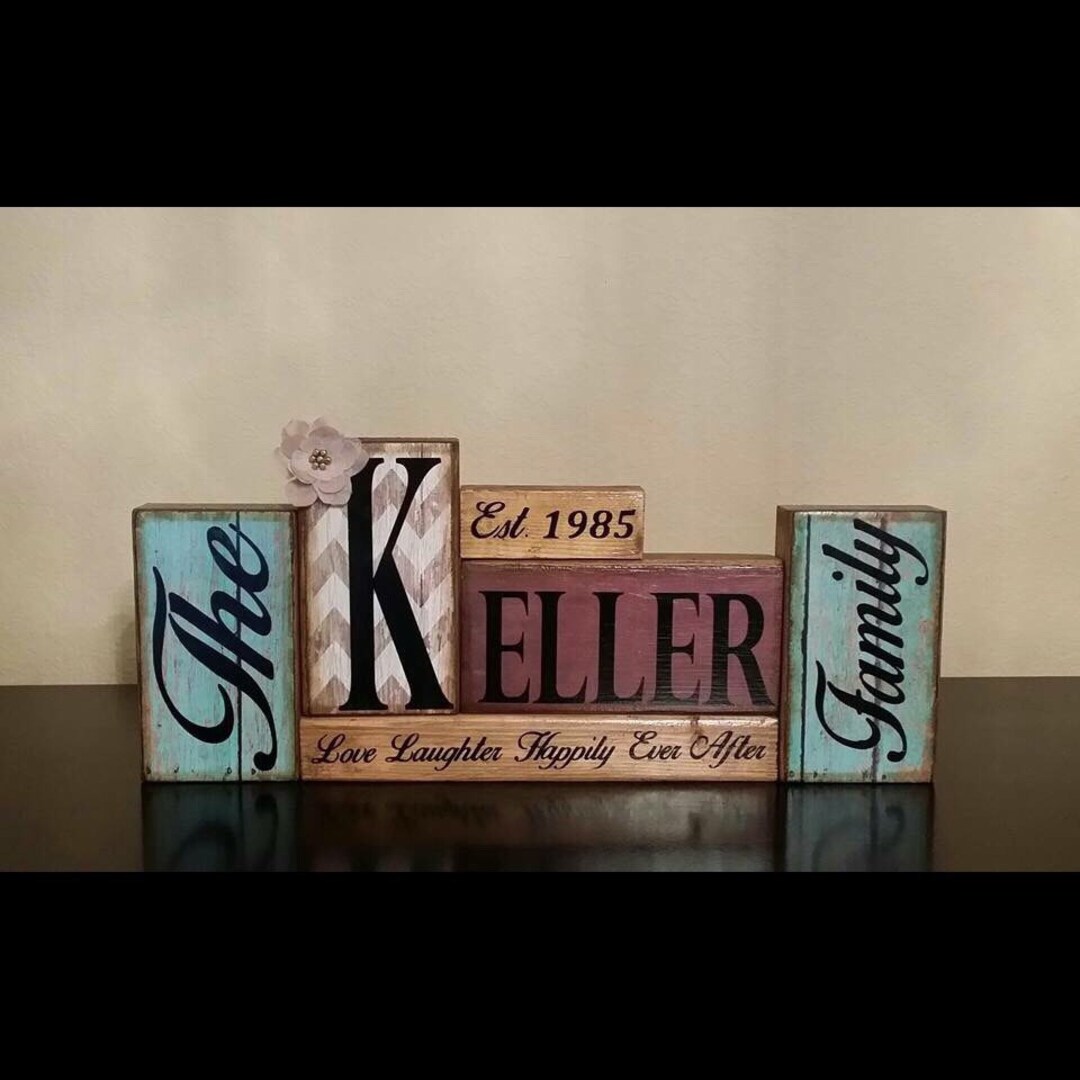 Personalized Family Name Block Set: Handmade Home Decor Gift - Etsy