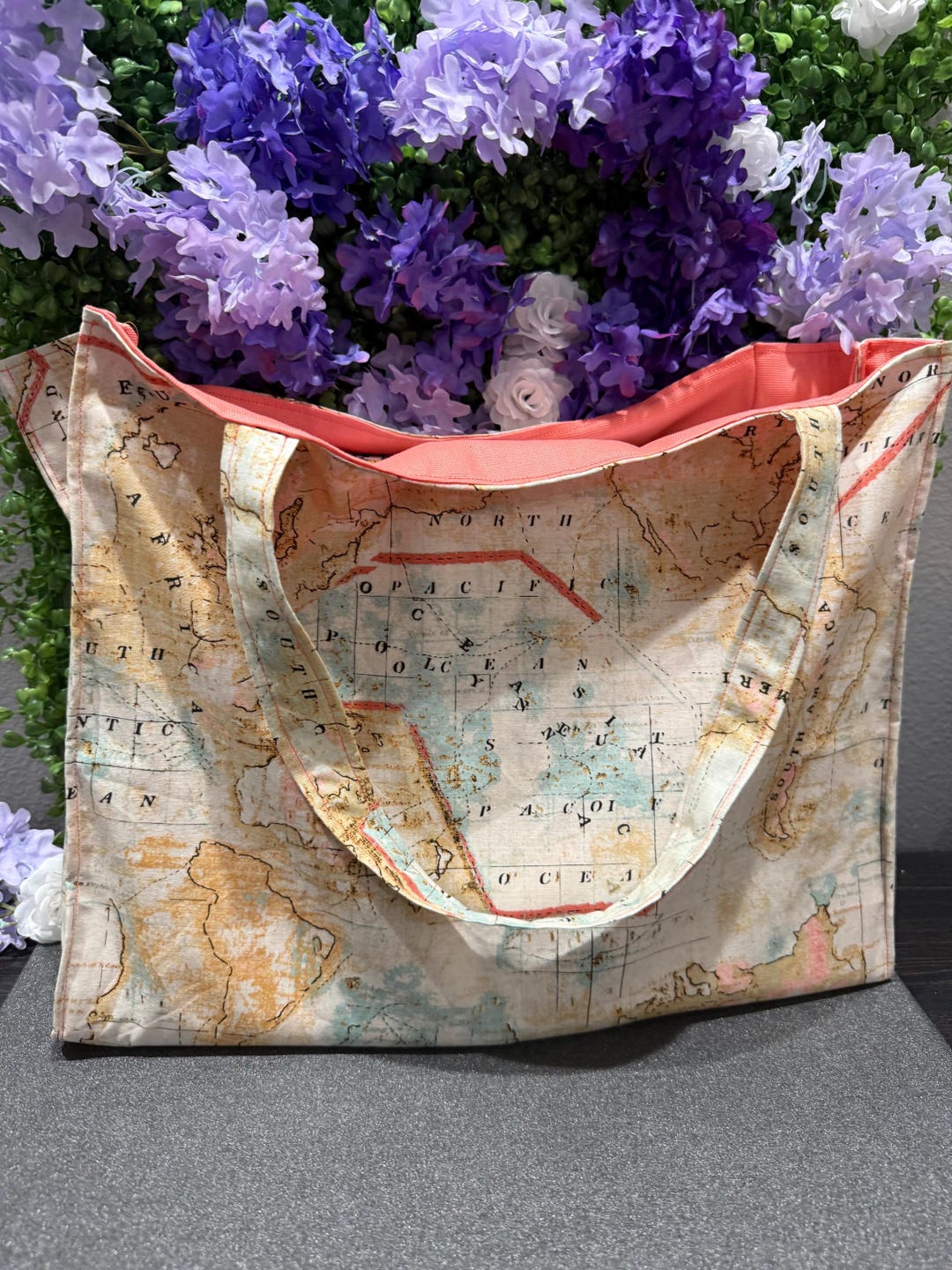 Coral Map Tote Bag - Etsy