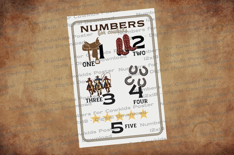 Western Numbers for Cowboys Printable | Cowboy Nursery Wall Art | Kids ...