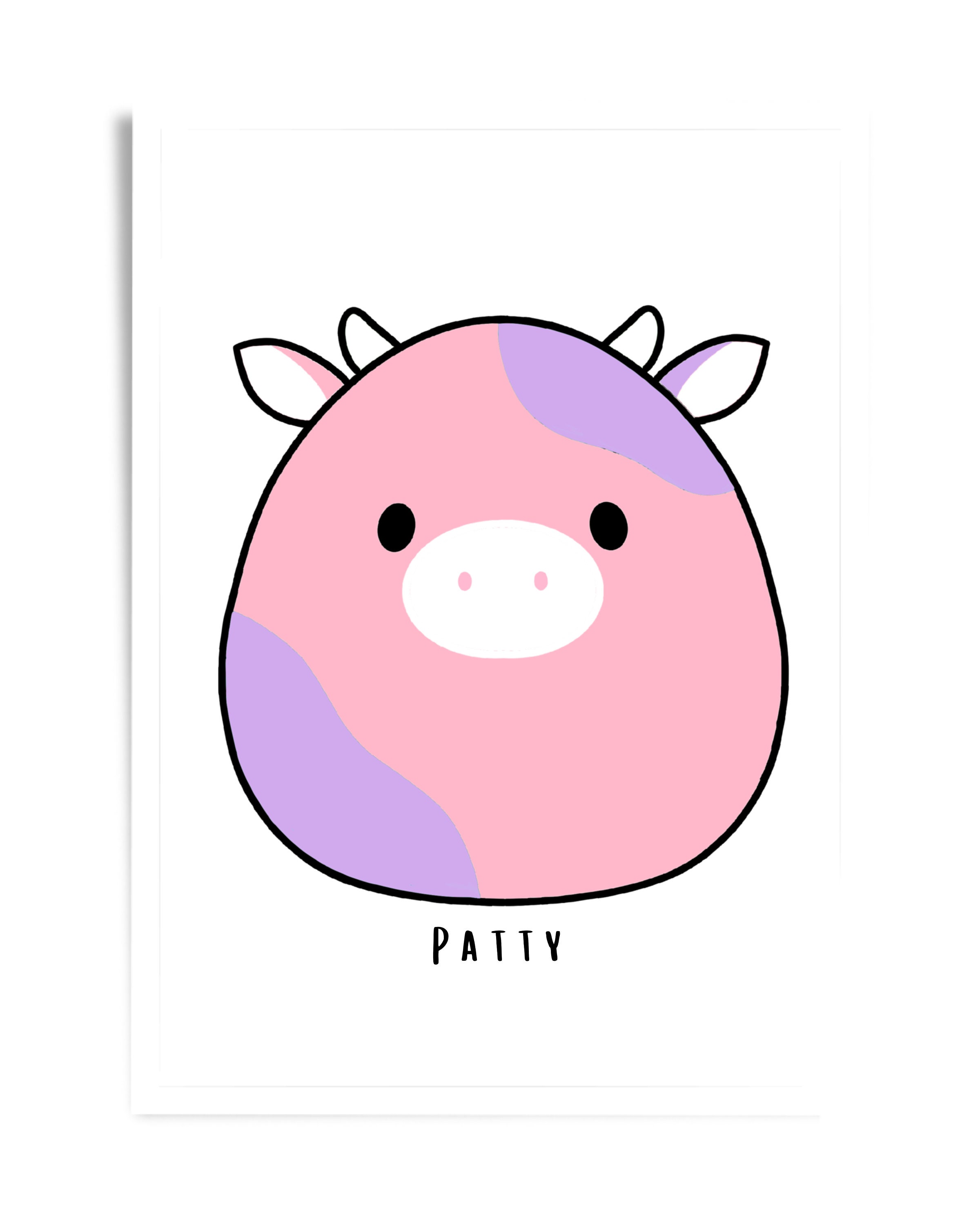 Cute Patty the Cow, Pink and Purple Squish- Mallow Digital Art Print ...