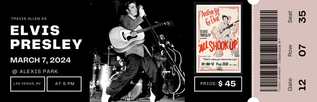 Elvis Concert Ticket Download Template - Etsy