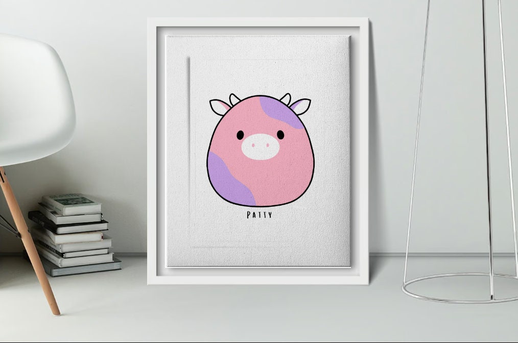 Cute Patty the Cow, Pink and Purple Squish- Mallow Digital Art Print ...