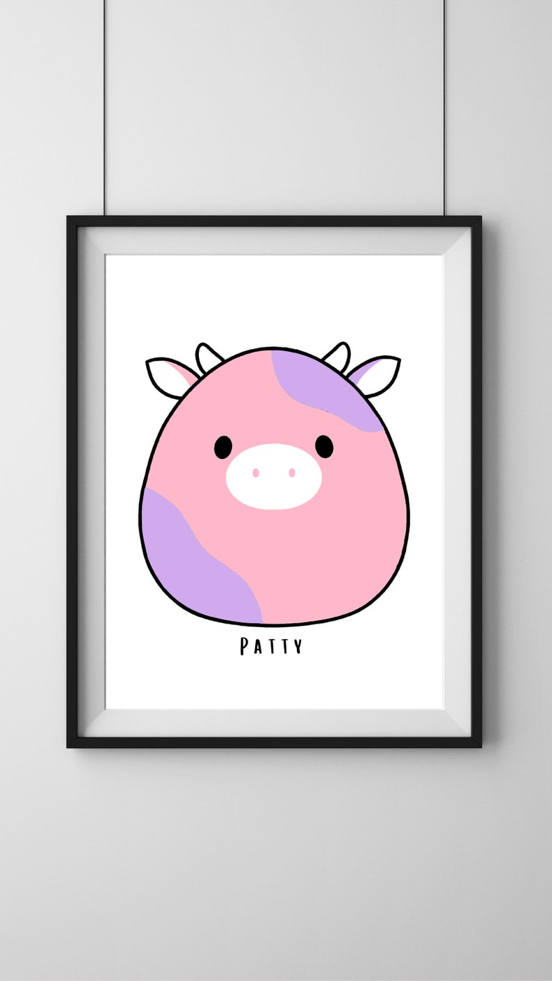 Cute Patty the Cow, Pink and Purple Squish- Mallow Digital Art Print ...
