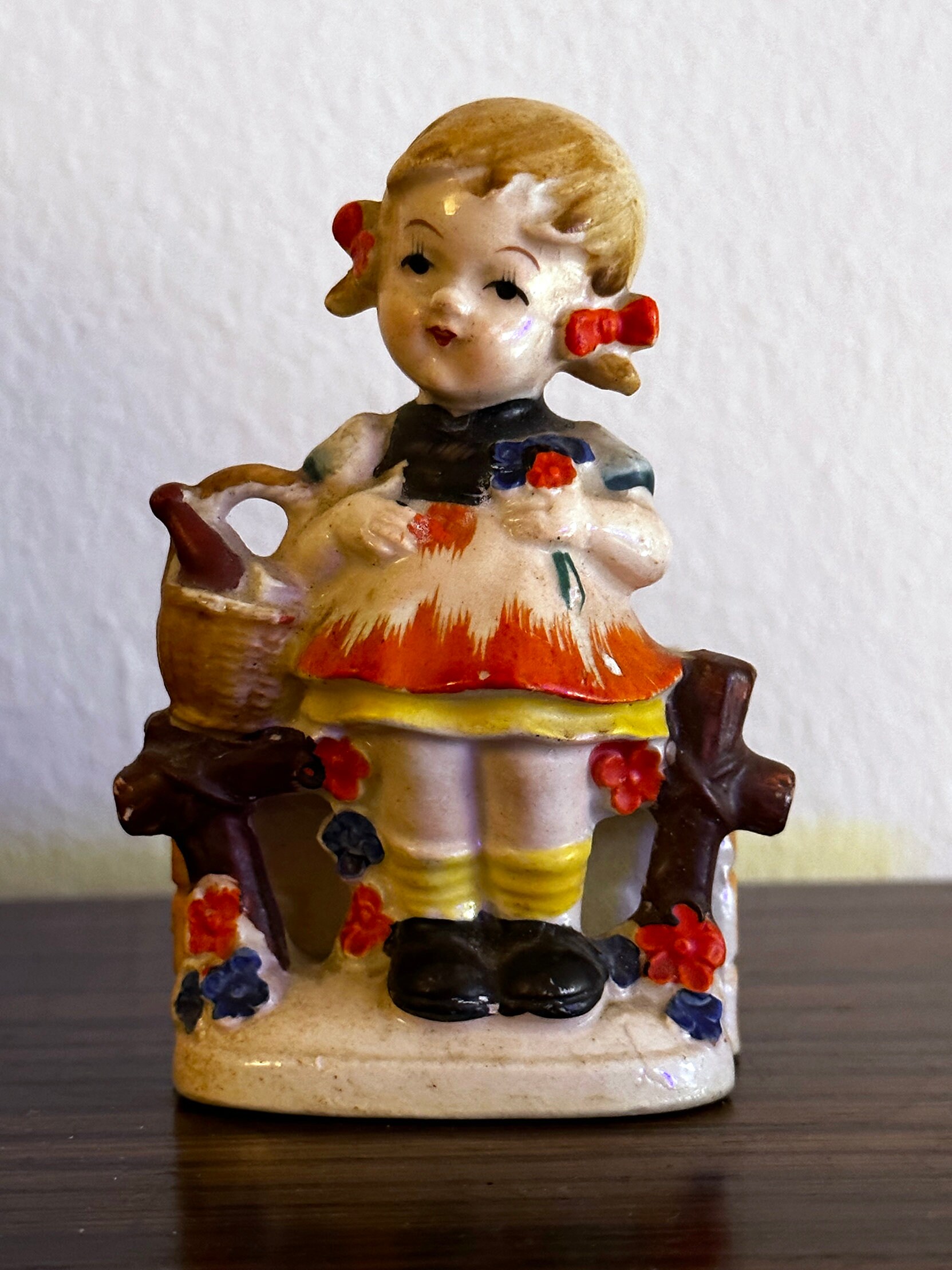 Hummel-style, Made in Occupied Japan Pig-tailed Little Girl Trinket or ...