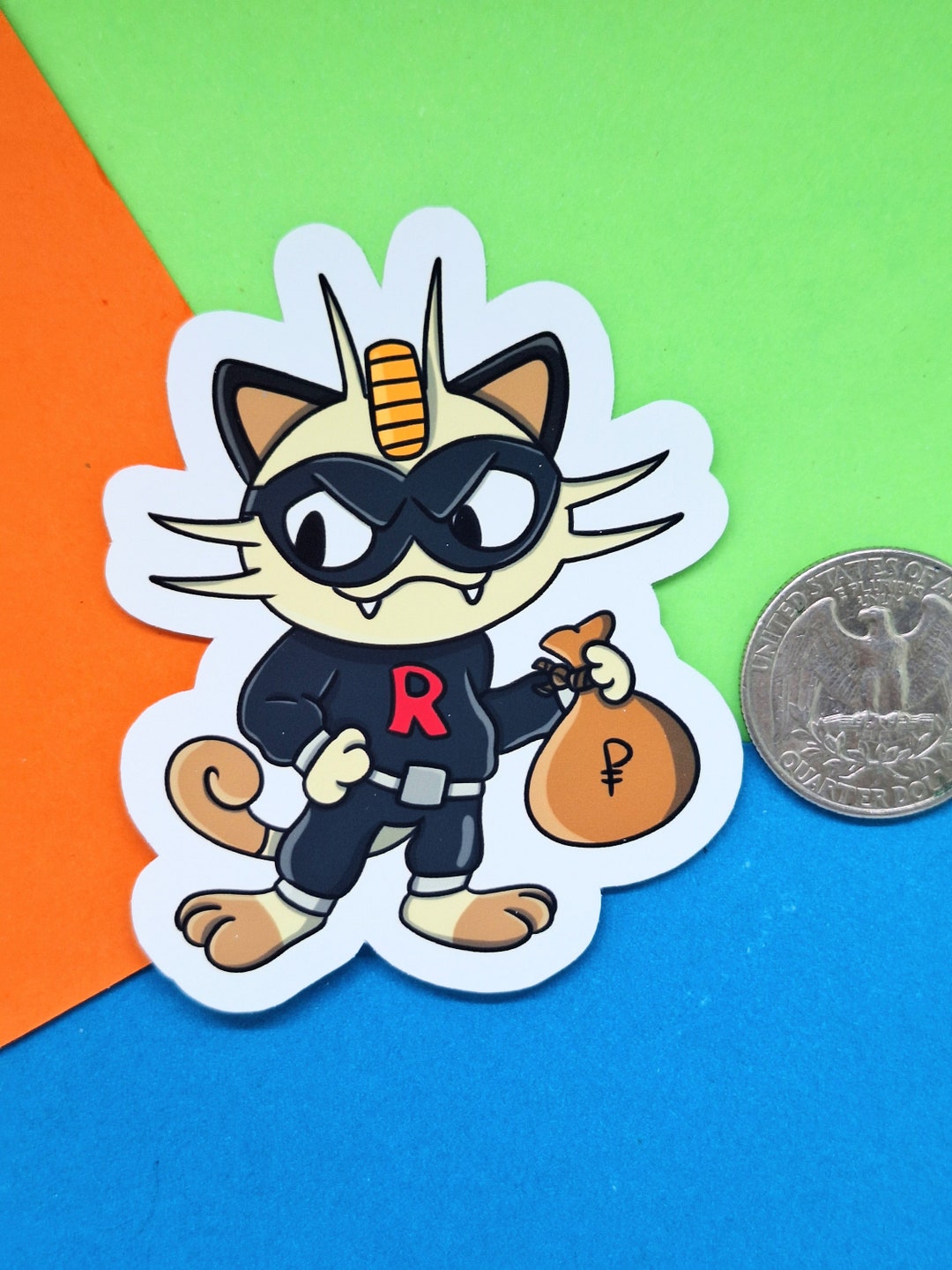 Team Rocket Meowth Villager Sticker Meowth Pokemon Sticker - Etsy