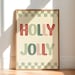 Holly Jolly Christmas Printable Wall Art With Checkerboard Pattern ...
