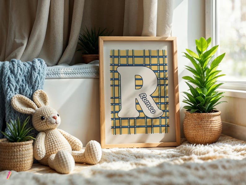 Custom Initial and Name Printable Wall Art | Baby Boy Nursery Decor ...