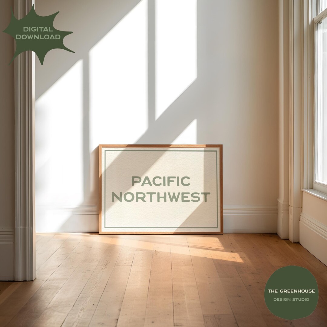 Pacific Northwest Printable Wall Art in Green - Modern PNW Decor for ...