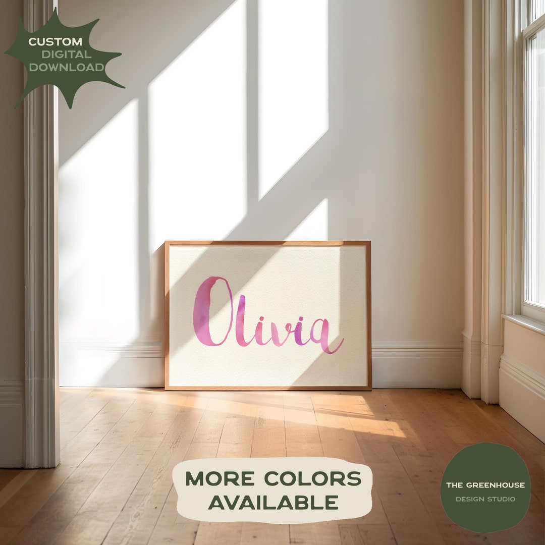 Custom Name Watercolor Art Printable Wall Art for Download, Elegant ...