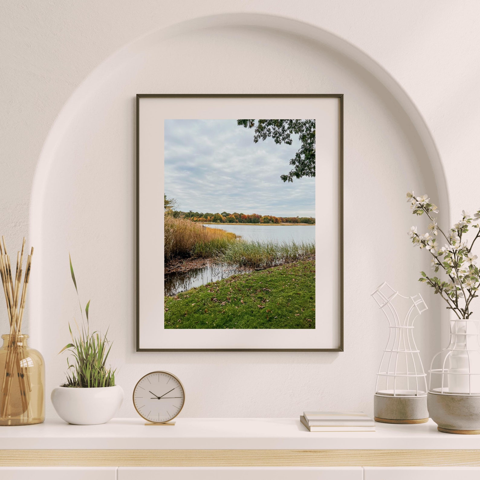 Autumn Tree Line Across Coles River Massachusetts Photograph Fall ...