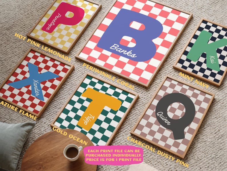 Custom Initial and Name Printable Wall Art for Baby Boy Nursery Decor ...