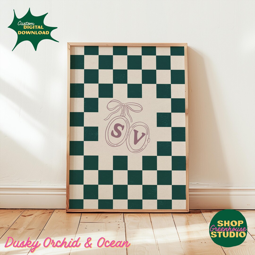 Personalized Couples Printable Wall Art | Custom Checkered Locket With ...