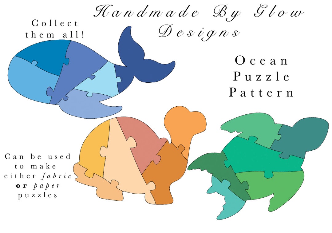 3 Set Ocean Animals Fabric Puzzle Patterns - Etsy