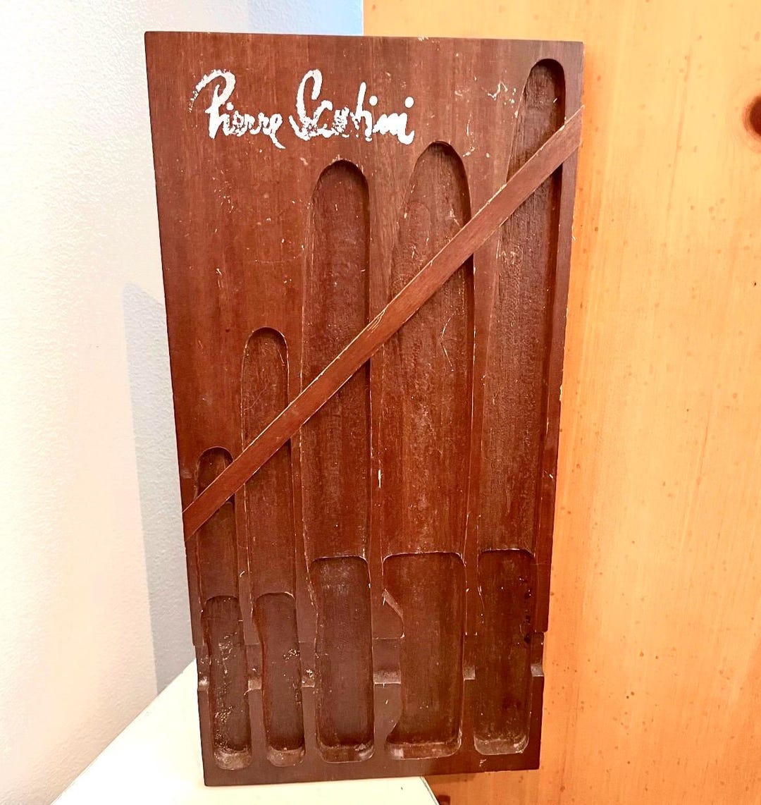 VINTAGE! Pierre Santini 5 Knife Set Wooden Storage Block for Stainless ...