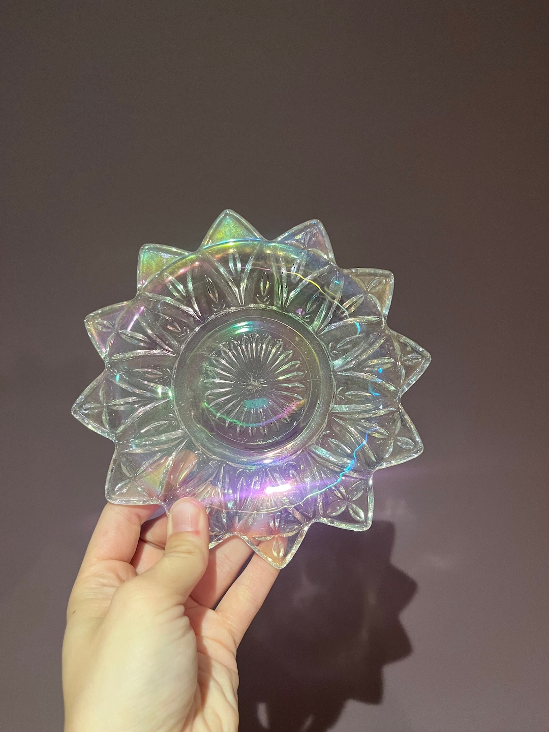 VINTAGE! Indiana Starburst Holographic Carnival Glass Bread Plate - Etsy